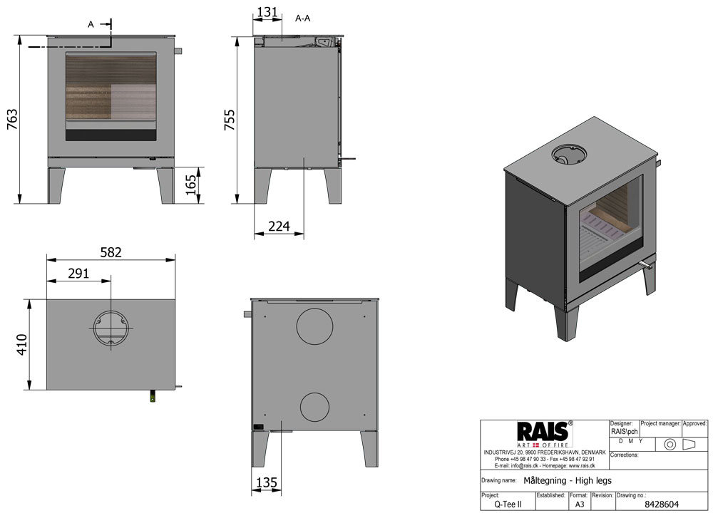 Multi Fuel Stove - Small Stove for Coal and Logs | RAIS Q-Tee 2