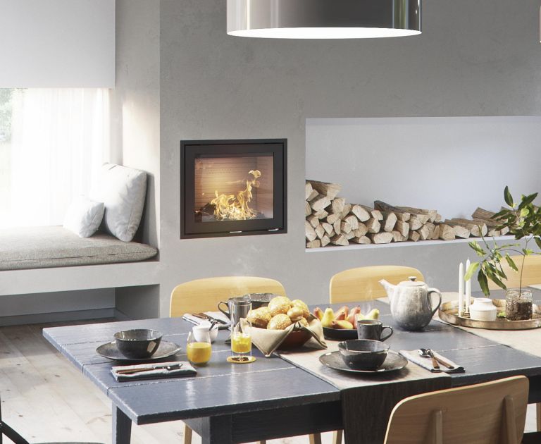 Wood Burning Stove Insert with a Large Window | RAIS Visio 1